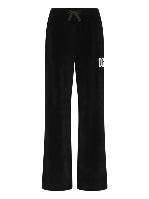 Dolce & Gabbana Logo-print Velvet Track Pants - Black