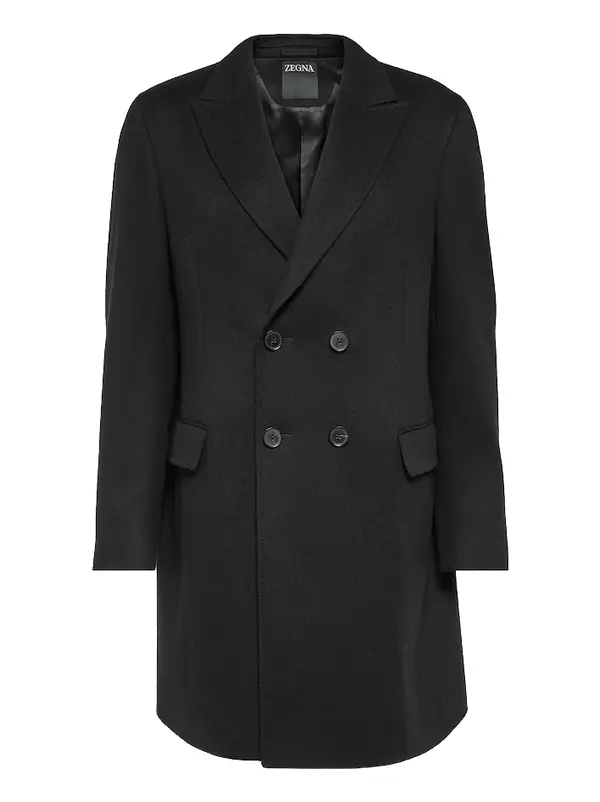 Zegna Wool And Cashmere-blend Overcoat - Black