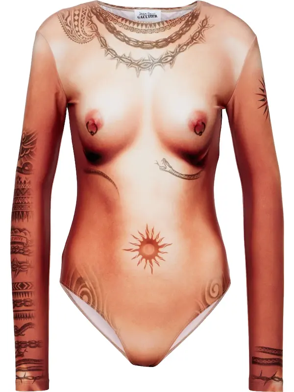 Jean Paul Gaultier Tattoo Collection Bodysuit - Beige