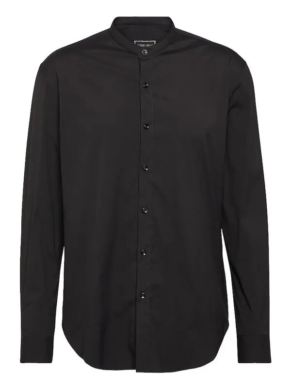 Giorgio Armani Icon Cotton-blend Poplin Shirt - Black