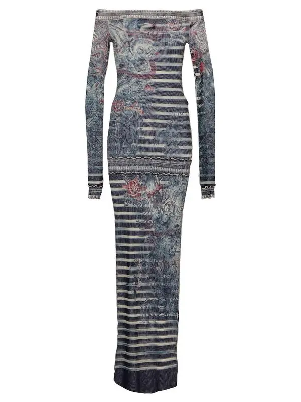 JEAN PAUL GAULTIER Tattoo Collection Printed Maxi Dress - Multicoloured