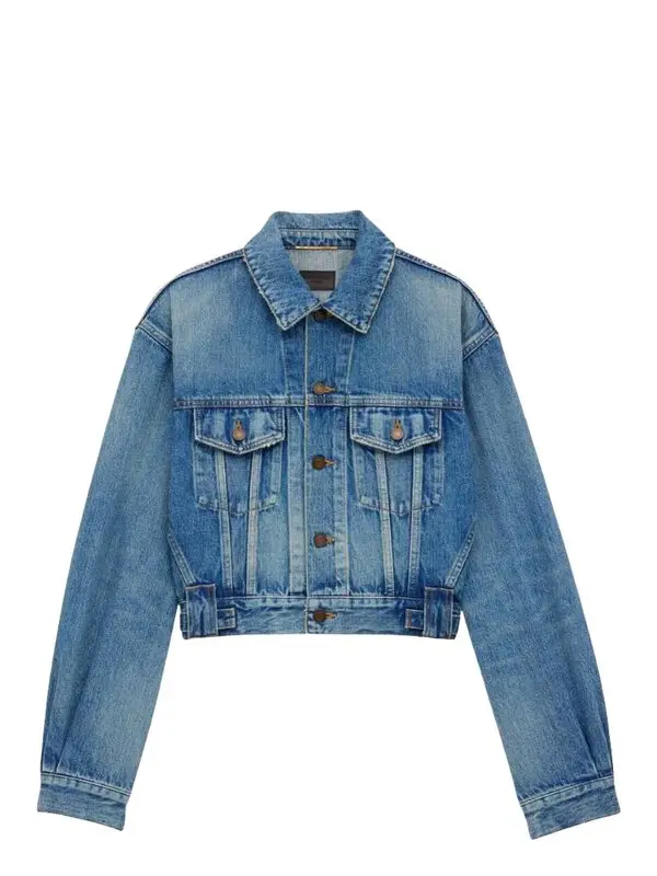 Saint Laurent Cropped Denim Jacket - Blue