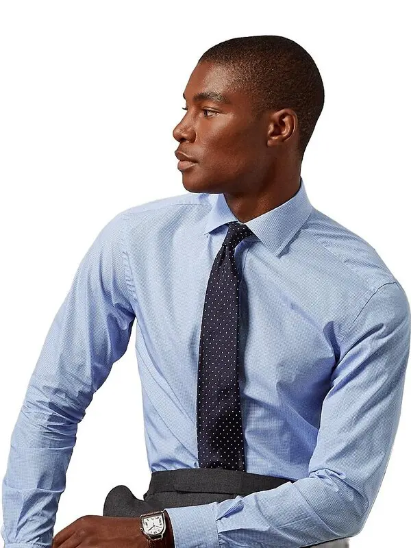 Ralph Lauren Mini-gingham Twill Shirt - Sky Blue And White