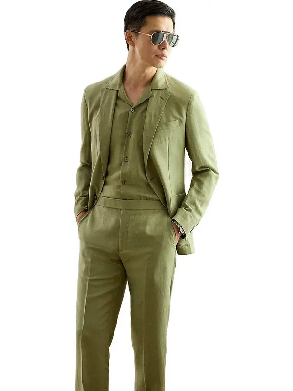 Ralph Lauren Gregory Silk-linen Trousers - Fern Green