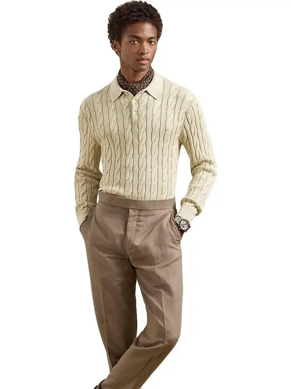 Ralph Lauren Gregory Hand-tailored Silk-linen Trousers - Taupe