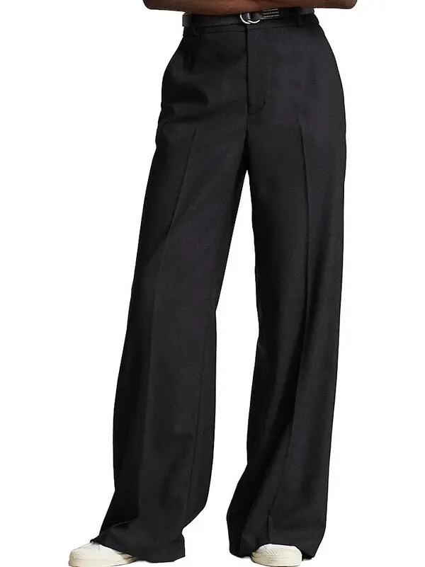 Ralph Lauren Stretch Wool Faille Wide-leg Pant - Polo Black