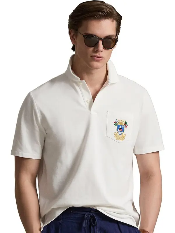 Ralph Lauren Classic Fit Crest Mesh Polo Shirt - White