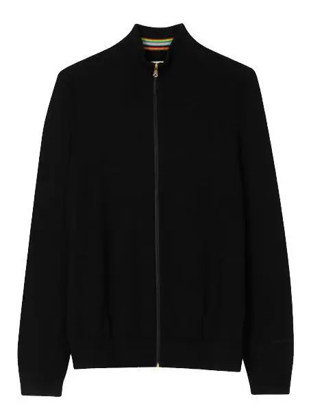 Paul Smith Merino Wool Full Zip Cardigan - Black