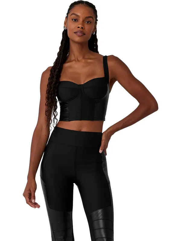 Alo Yoga Airlift Winter Warm Cropped Supermoto Tank Top - Black