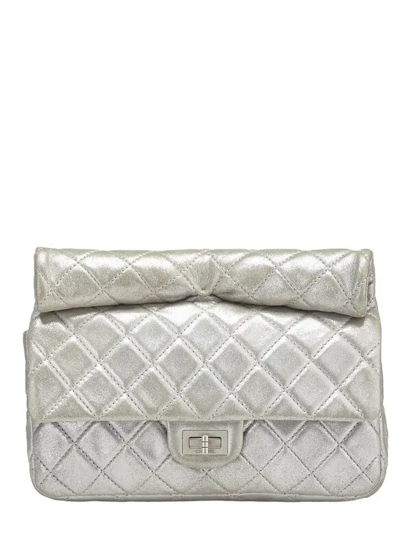Chanel Metallic Quilted Reissue Roll Clutch - Silver