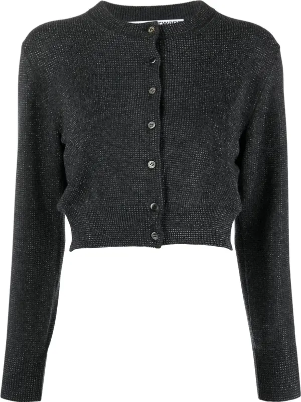 Alexander Wang High-shine Cropped Cardigan - Grey
