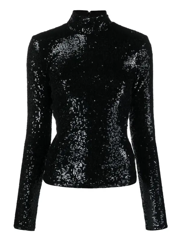 Polo Ralph Lauren Sequined High-neck Top - Black