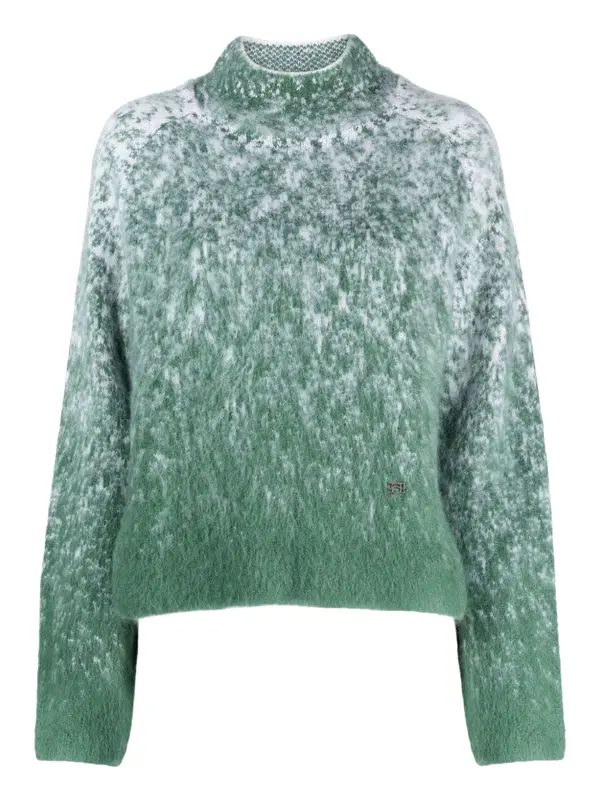 LOW CLASSIC Two-tone Brushed-finish Jumper - Green