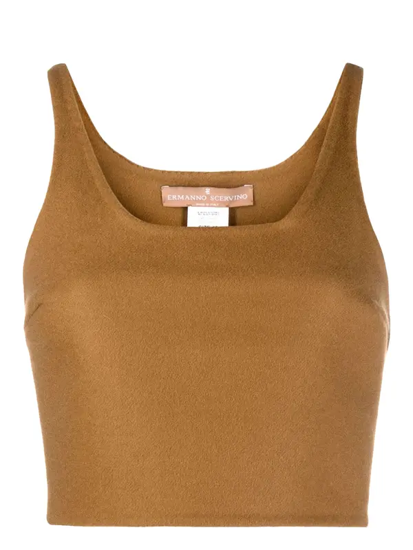 Ermanno Scervino Virgin Wool Cropped Top - Brown