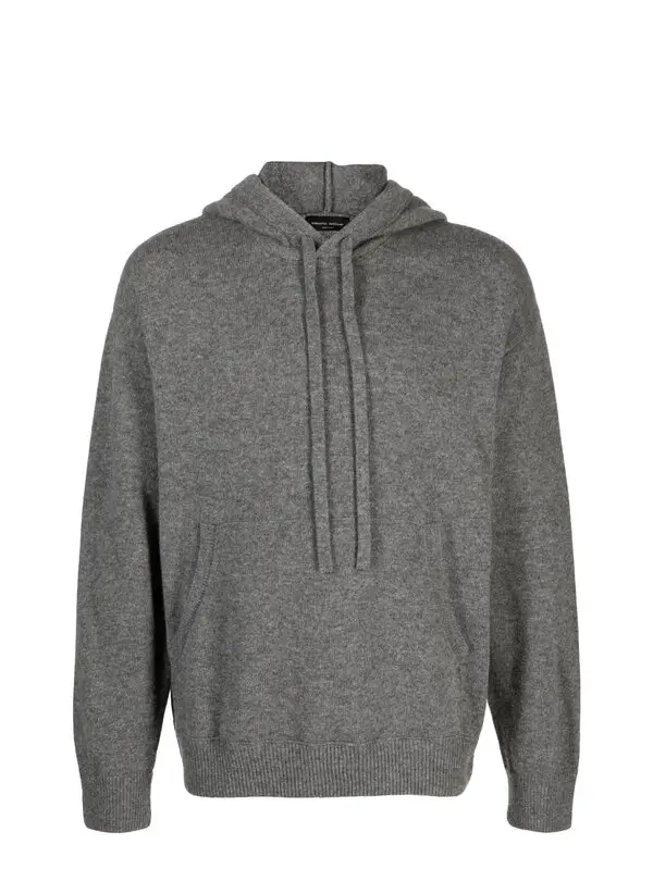 ROBERTO COLLINA Mélange-effect Merino-blend Knitted Hoodie - Grey