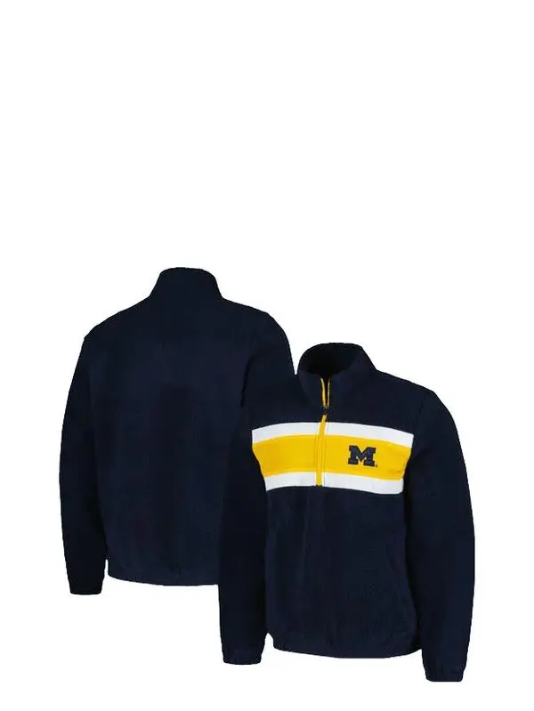 G-III SPORTS BY CARL BANKS Michigan Wolverines Sherpa Half-zip Top - Navy