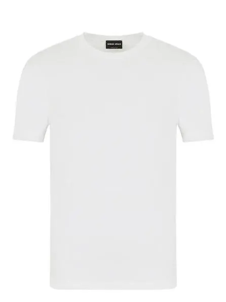Giorgio Armani Icon Crew-neck T-shirt In Stretch Viscose Jersey - White