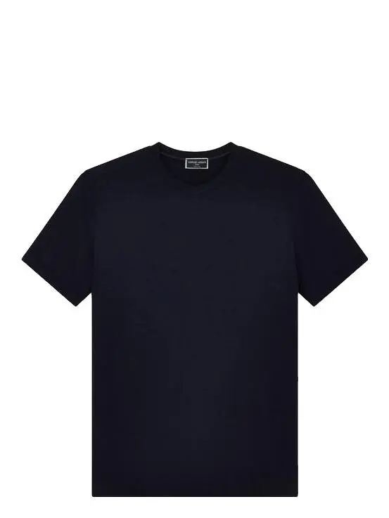 Giorgio Armani V-neck T-shirt Icon In Stretch Viscose Jersey - Navy