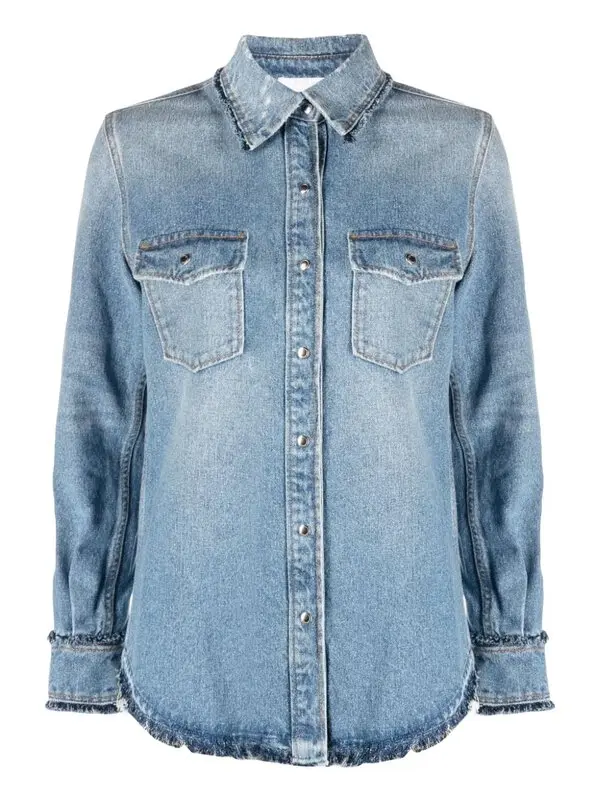 Chloé Frayed Denim Shirt - Blue