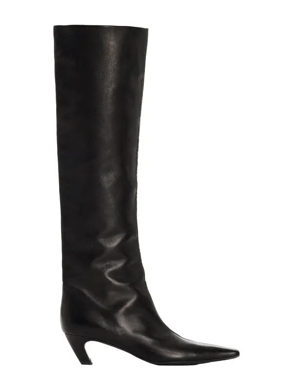Khaite Davis Knee High Leather Boots - Black