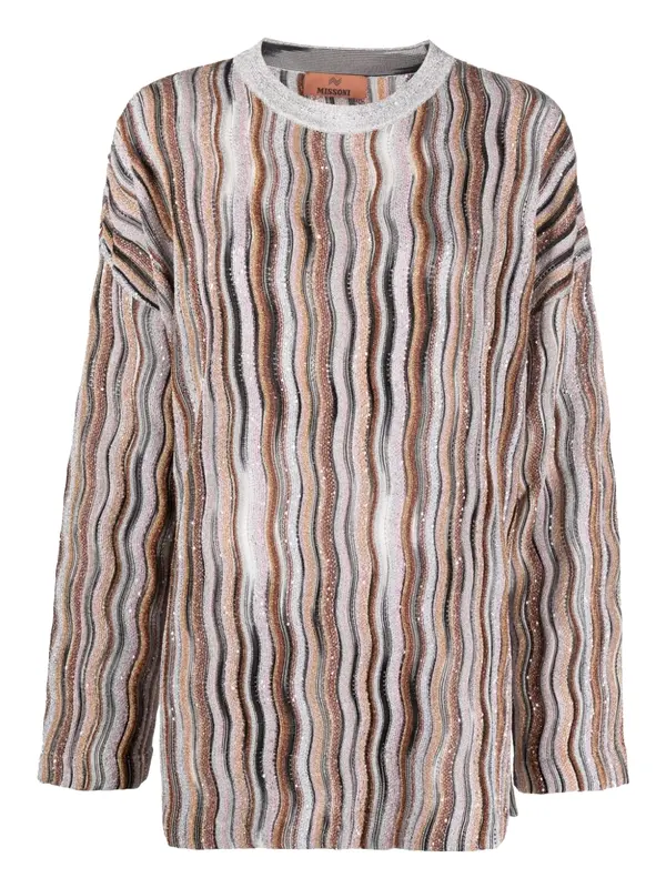 Missoni Lurex-detail Drop-shoulder Jumper - Grey