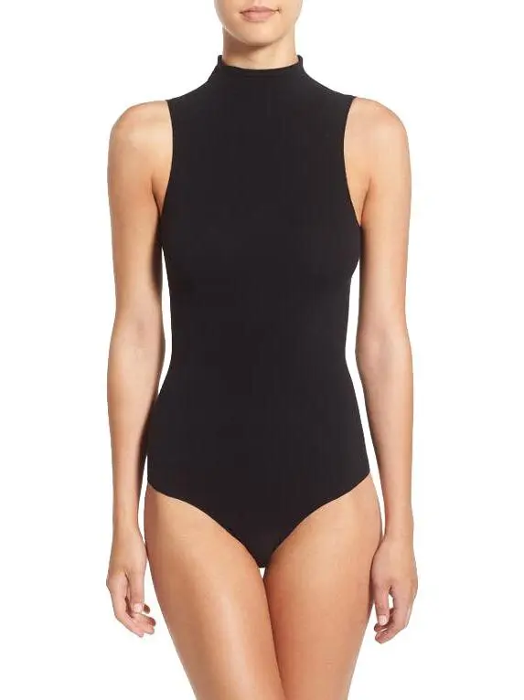 Commando Ballet Body Mock Neck Thong Bodysuit - Black