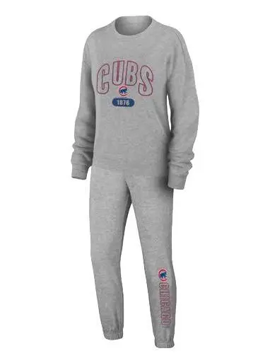 WEAR BY ERIN ANDREWS Chicago Cubs Knitted Lounge Set - Gray