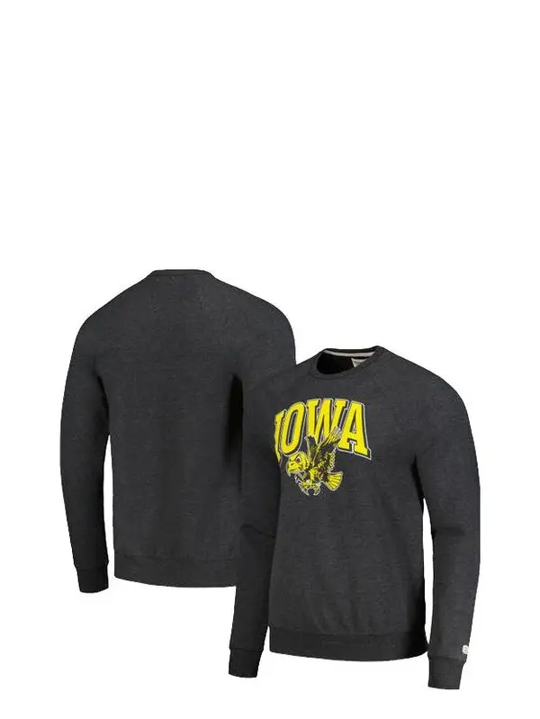HOMEFIELD Iowa Hawkeyes Tri-blend Crewneck Pullover Sweatshirt - Heather Charcoal