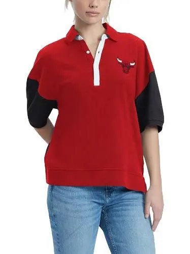 Tommy Hilfiger Chicago Bulls Puff Sleeve Polo Shirt - Red