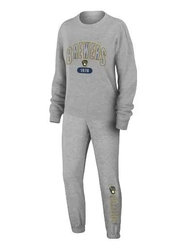 WEAR BY ERIN ANDREWS Milwaukee Brewers Knitted Lounge Set - Gray