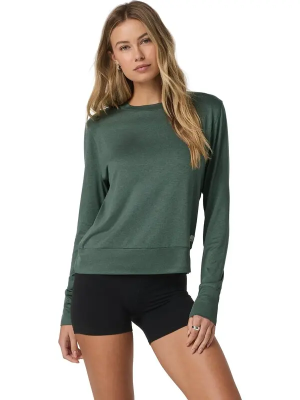 Vuori Daydream Crewneck Long Sleeve Shirt - Agate Green Heather