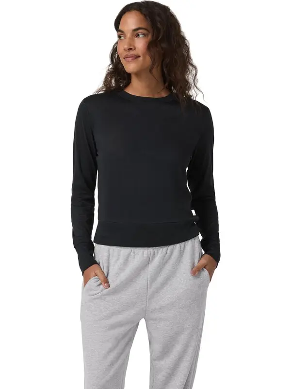 Vuori Daydream Crewneck Long-sleeve Shirt - Black Heather