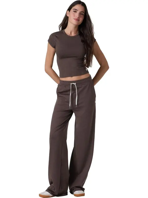 Vuori Halo Essential Wide Leg Pants - Java Heather