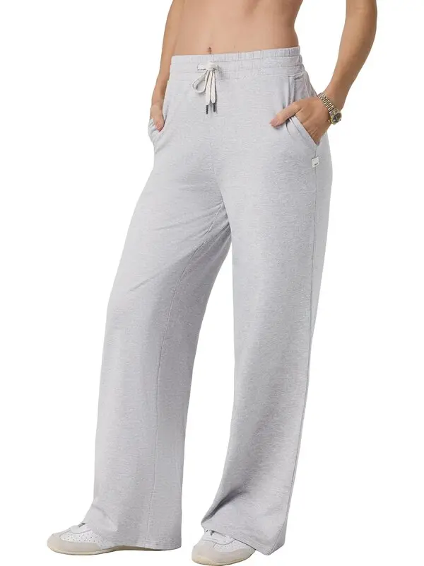 Vuori Halo Essential Wide Leg Pants - Pale Grey Heather