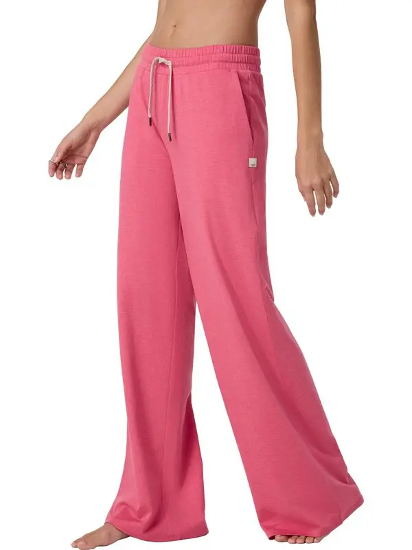 Vuori Halo Essential Wide Leg Pants - Sunset Pink Heather