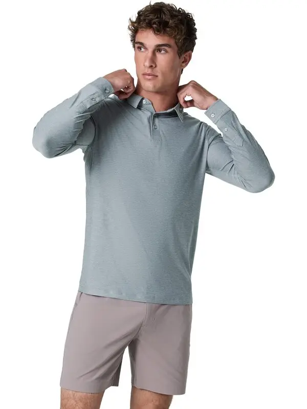 Vuori Long-sleeve Strato Tech Polo - Dusty Blue Heather