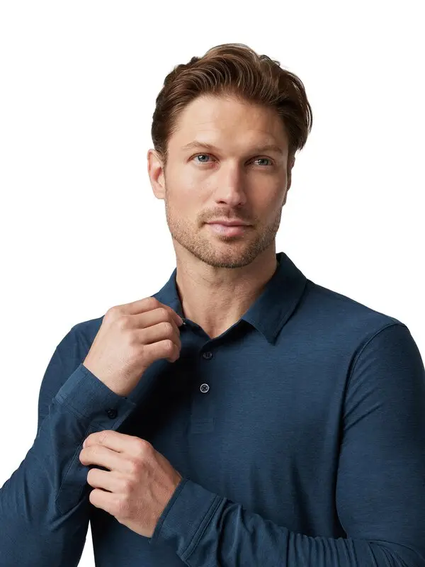 Vuori Long-sleeve Strato Tech Polo - Navy Heather
