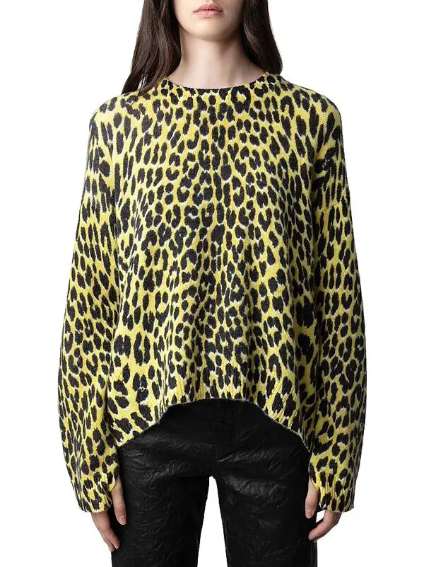 Zadig&Voltaire Markus Cashmere Leopard Print Sweater - Jonquil