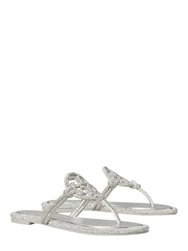 Tory Burch Miller Knotted Pave Sandals - Stone Gray