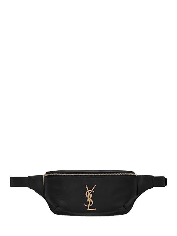 Saint Laurent Cassandre Classic Belt Bag - Black Leather/gold