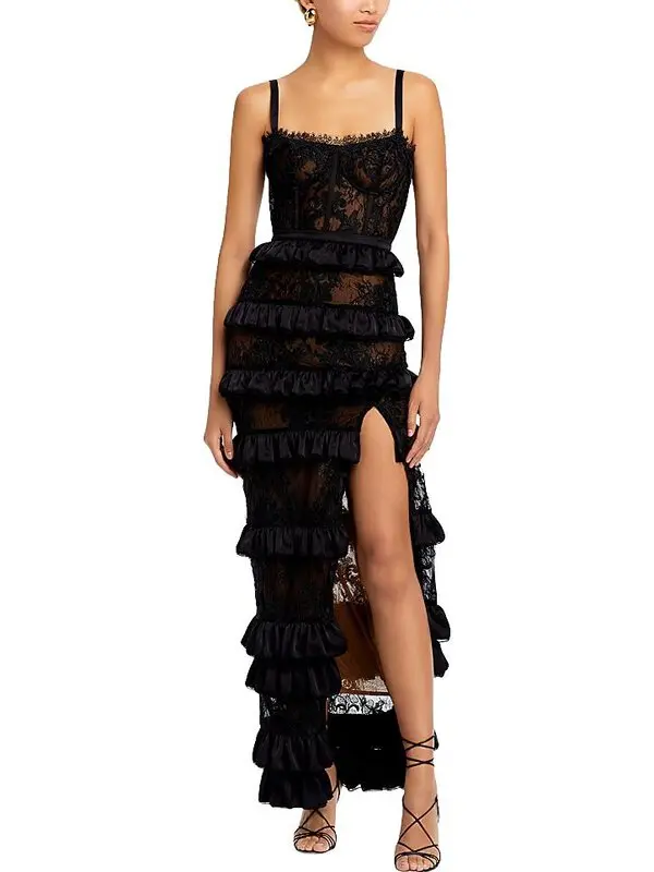 V. CHAPMAN Cassia Lace Gown - Black