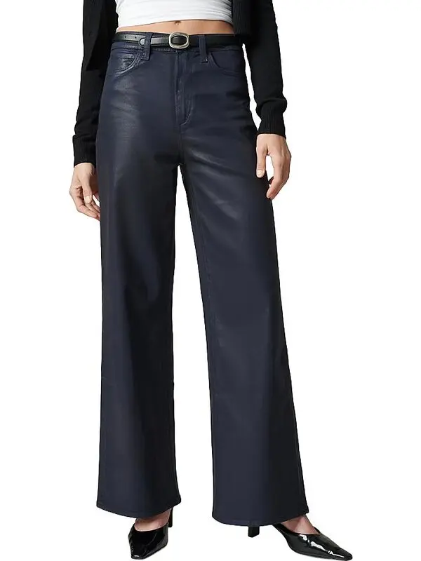 Joe's Jeans Petites Mia High Rise Wide Leg Coated Jeans - Navy