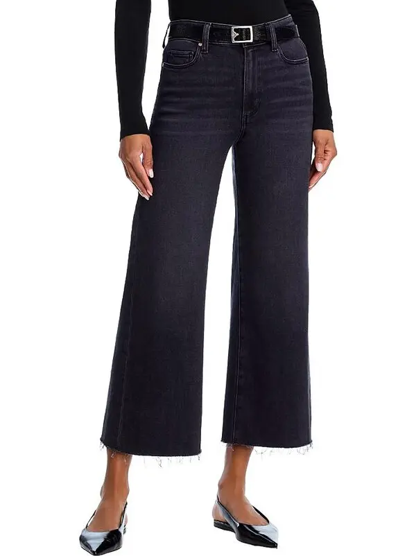 Paige Anessa High Rise Wide Leg Ankle Jeans - Black Lotus