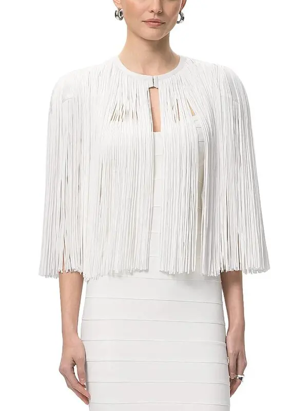 Herve Leger Fringe Cape - Alabaster