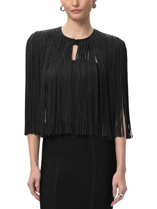 Herve Leger Fringe Cape - Black
