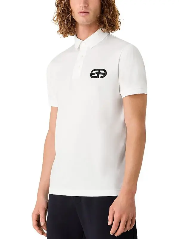 Emporio Armani Essential Ea Recreate Embroidered Logo Polo - Off White