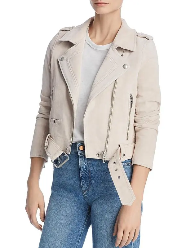 Blanknyc Suede Moto Jacket - White Sand