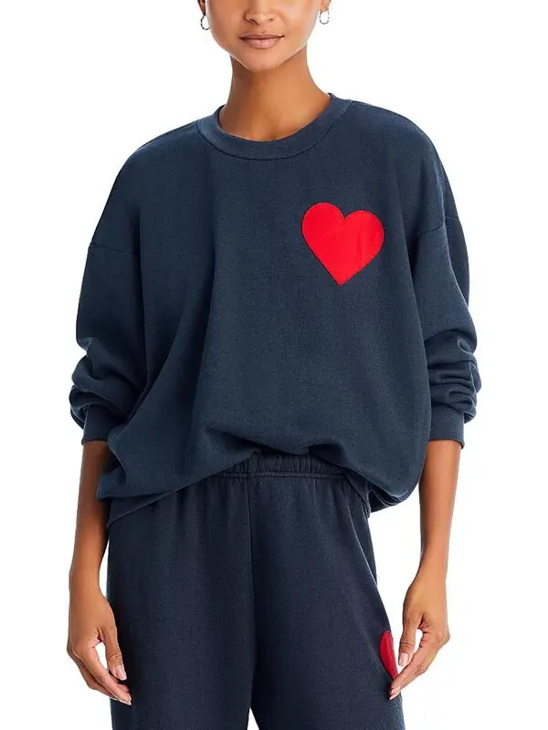Aviator Nation Heart Stitch Crewneck Sweatshirt - Charcoal