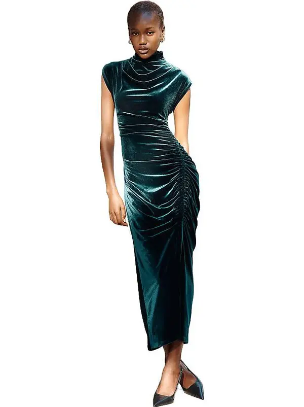 Anthropologie The Maya Stretch Velvet Dress - Emerald