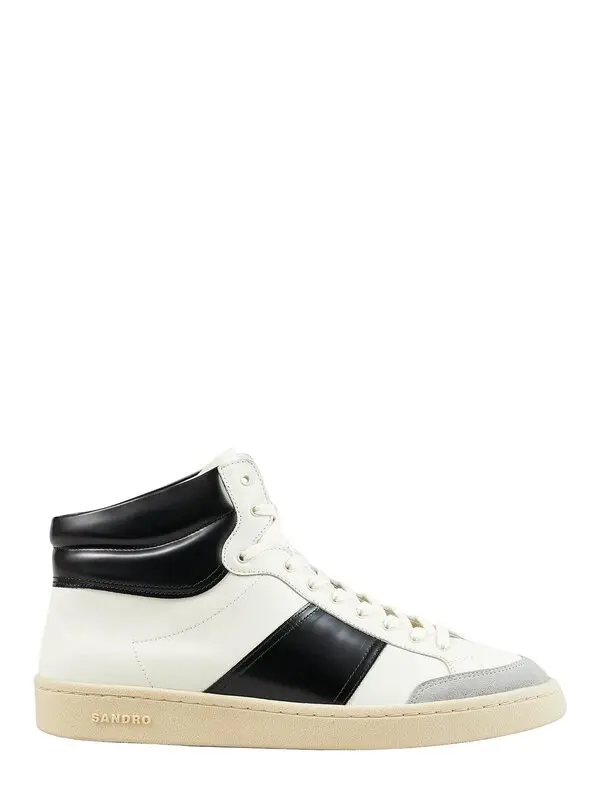 Sandro Leather Mid-top Sneakers - Black